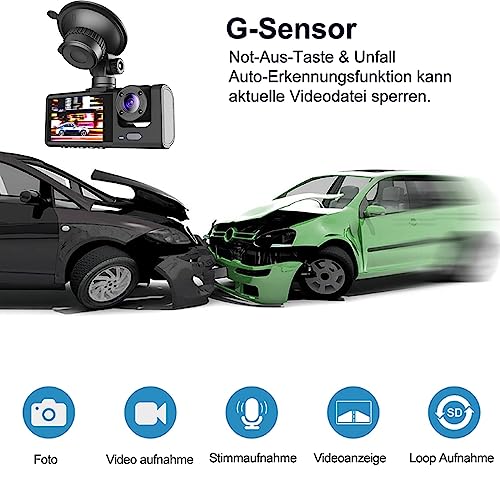1080P Smart Dash Cam - 2.0Inch IPS Driving Recorder - Car Driving Recorder with Night Vision, Seamless Loop Recording, Emergency Video Lock - Video Recorder for Car
