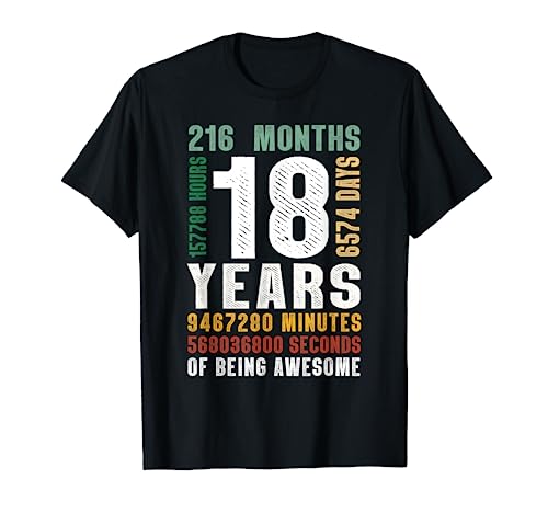 18 Year Old 18th Birthday Gift Boys Girls Official Teenager T-Shirt