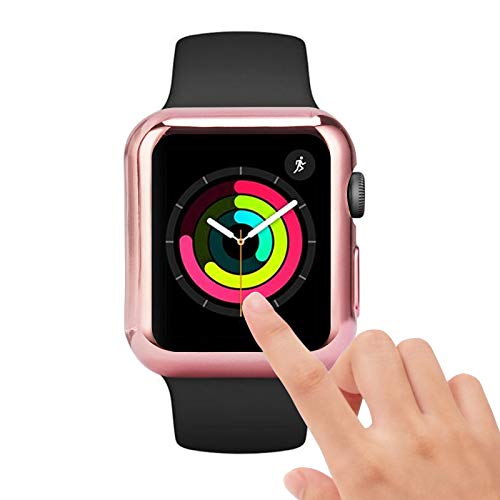 Tranesca 8 Pack 40mm Watch case with Built-in HD Clear Ultra-Thin TPU Screen Protector Cover Compatible with Apple Watch Series 4/5/6/SE (Clear+Black+Gold+Rose Gold+Red+Blue+Green+Silver)