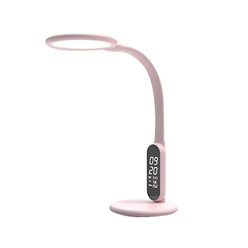 Exquisite LED Lamp Led Light LED Desk Lamp Dimmable Eye Caring LCD Calendar Time Week Touch Control Reading Lamps Desk Lamp Kids Durable Table Lamp (Color : Pink)