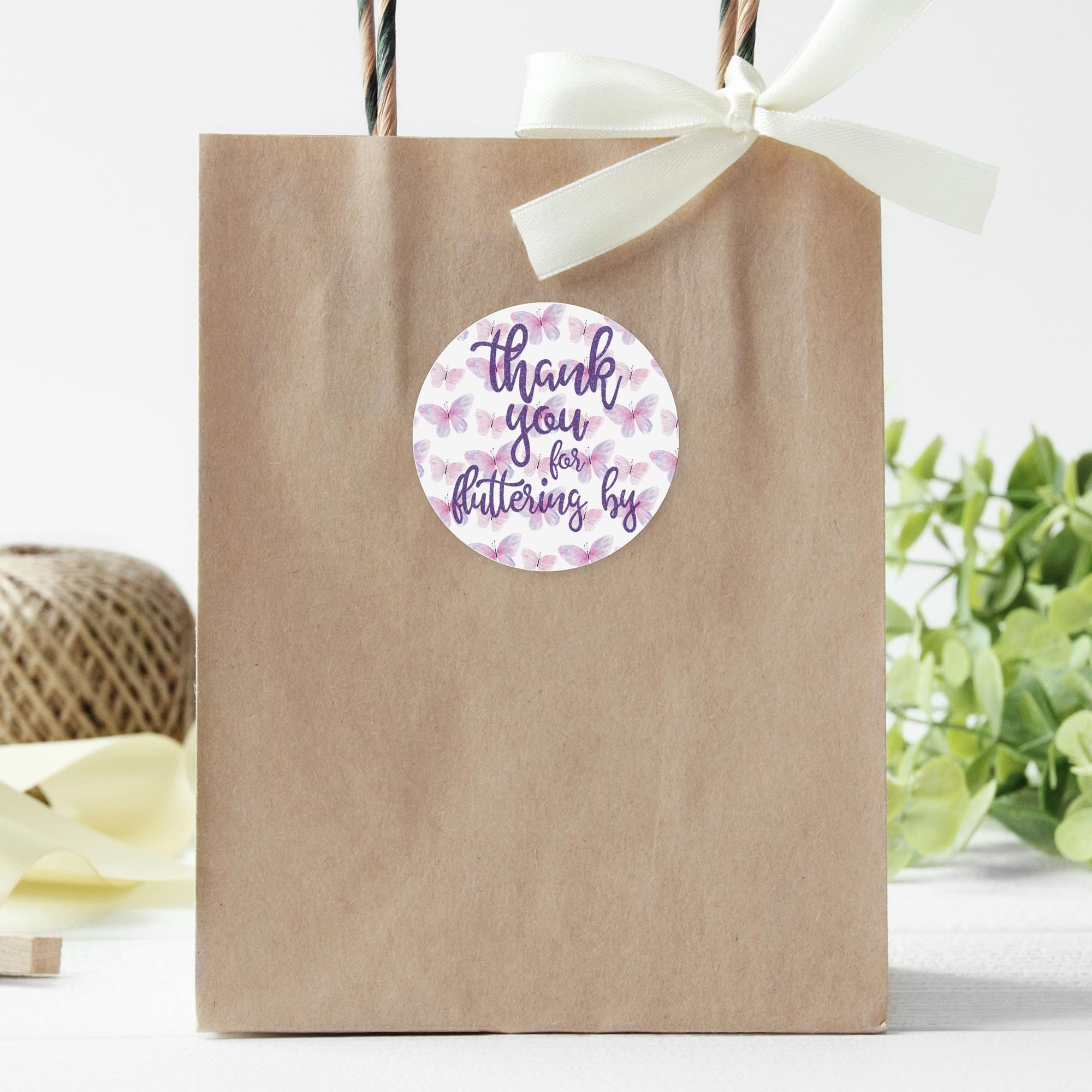 Butterfly Birthday Party Thank You Stickers, Candy Stickers, Envelope Seals - 40 Count