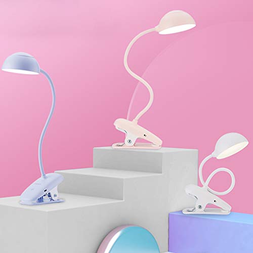 Eye-Caring Clip-on Desk Lamp Charging Plug-in LED Eye Protection Touch Dimming Energy-saving Learning Night Light for Student Dormitory Bed Office lamp (Color : Pink)