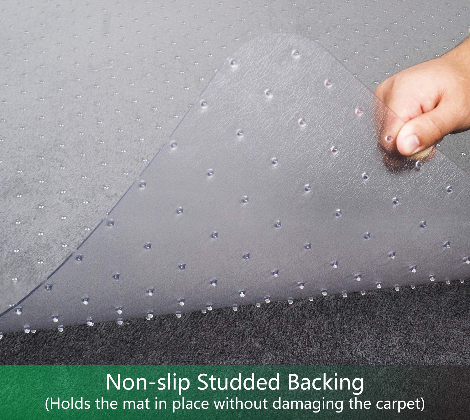 100pointONE Office Chair Mat for Carpets - Transparent Thick Floor Mats for Low, Flat and No Pile Carpeted Floors, with Grippers (48'' X 36'' Rectangle)