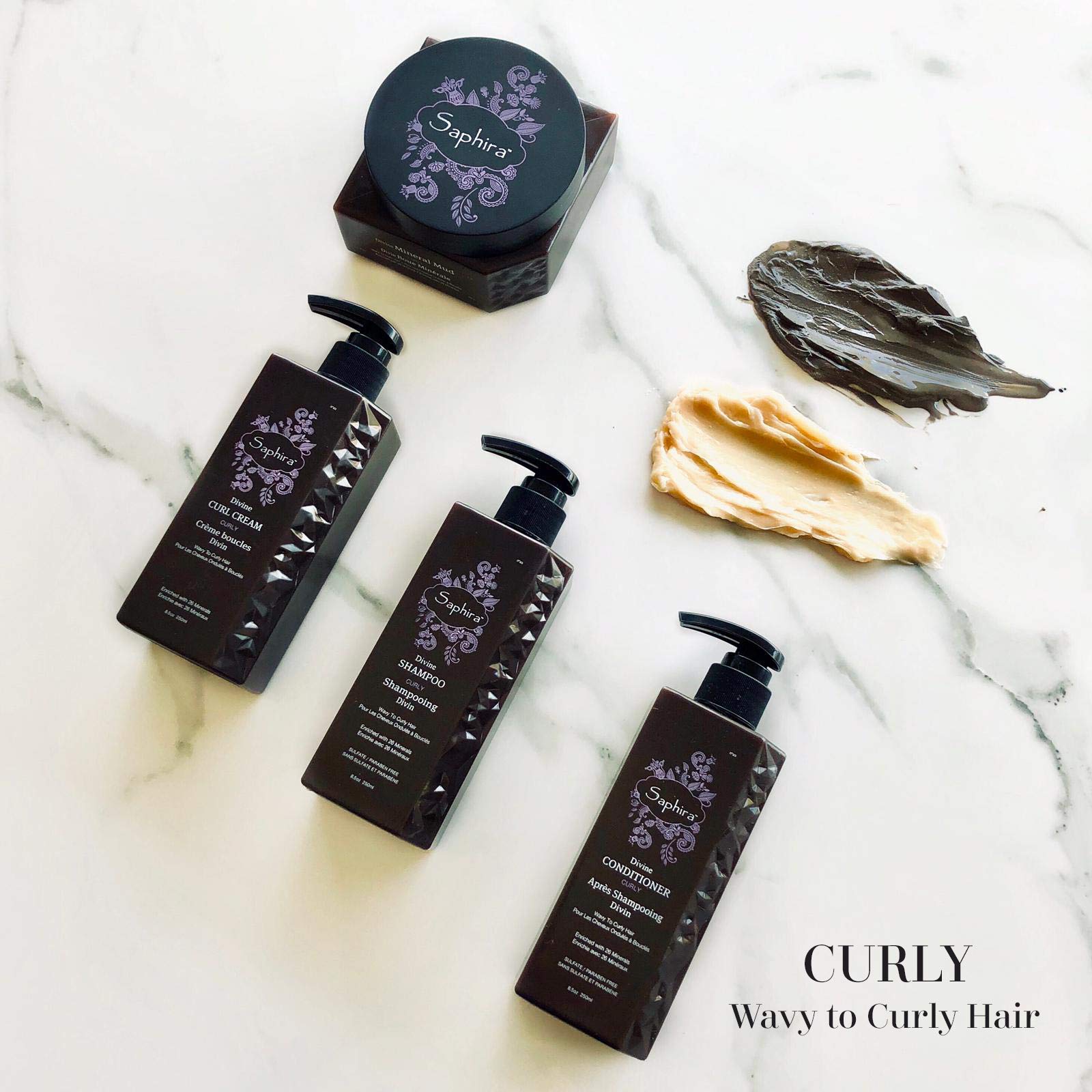 Saphira Divine Hair Regimen Bundle for Curly, Wavy, Textured Hair & Scalp | Repairs, Hydrates & Adds Shine, 8.5 Fl Oz