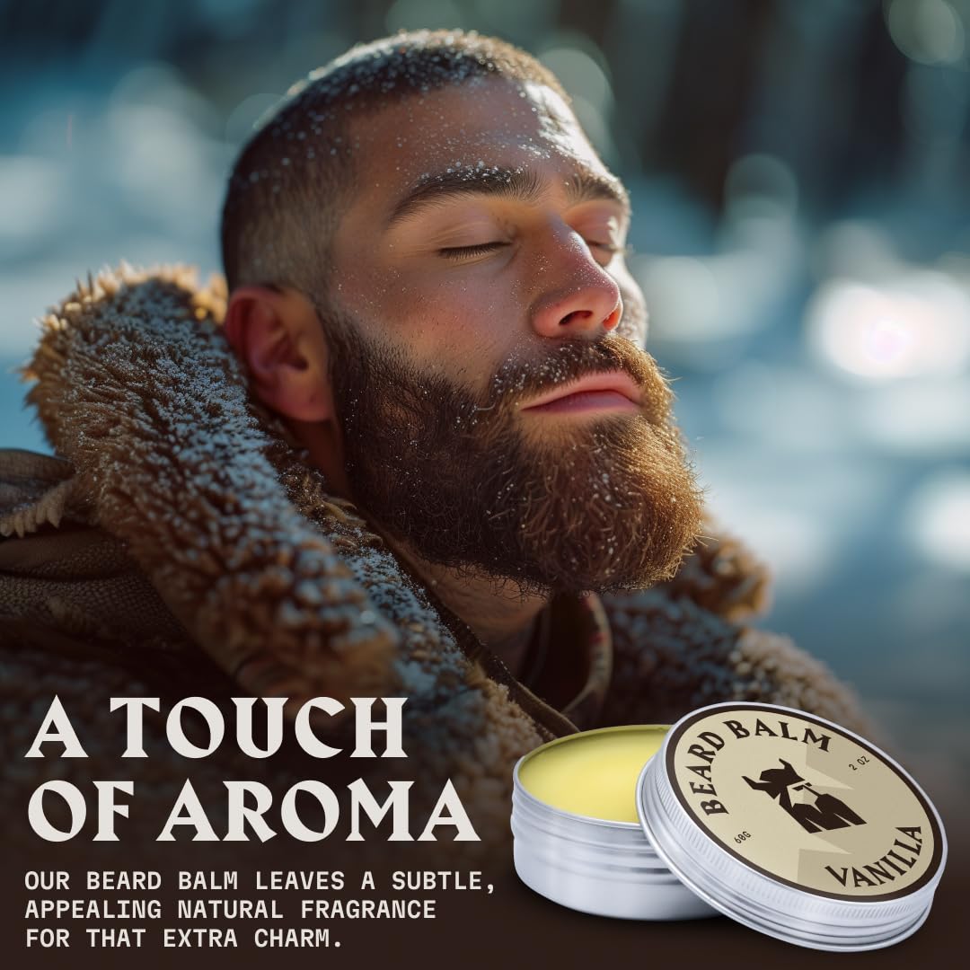Striking Viking Pack of 2 Beard Balm (Vanilla) & Beard Folding Comb for Men