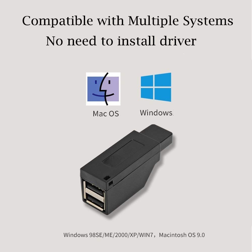 EXKOKORO 3-Port USB 3.0 Hub USB Extender USB Spliter, 2 x USB2.0/1 x USB 3.0 Mini Portable Fast High Speed USB Splitter Hub Transfer, Compatible with PC Laptop Computer Mac Windows