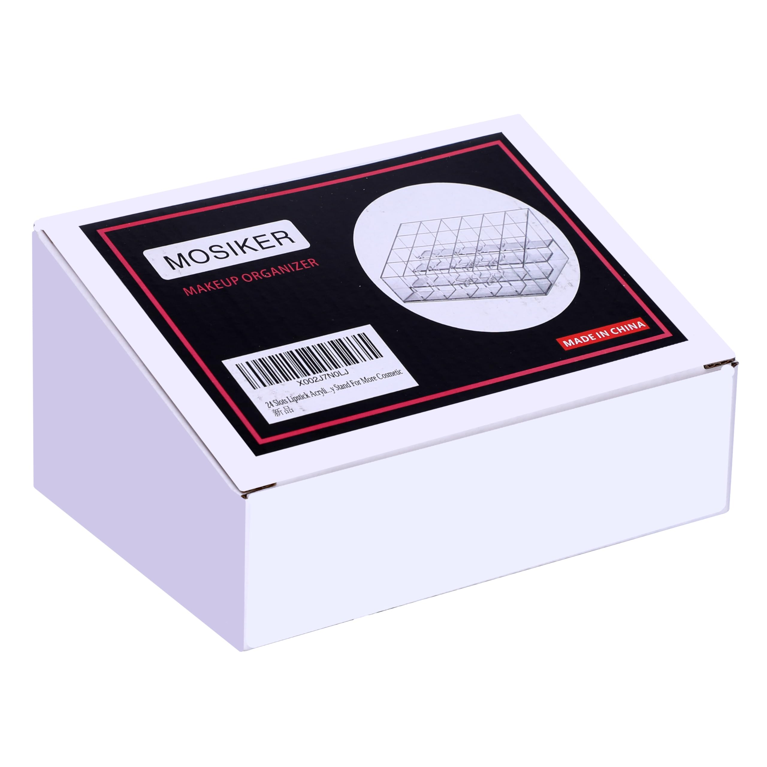 MOSIKER Lipstick Organizer,Small Clear Plastic Compact Lip Gloss Chapstick Perfume Sample Mascara Holder with 24 Slots