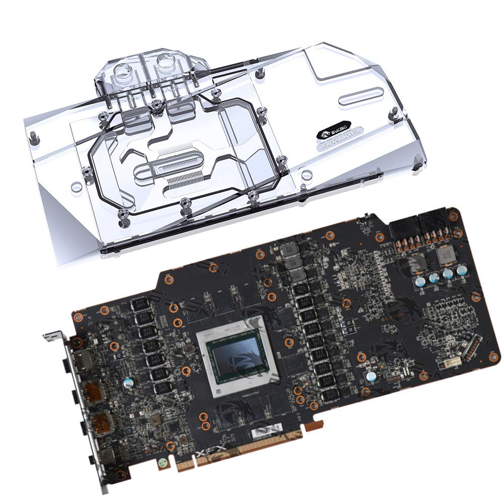 Bykski Copper GPU Water Cooling Block GPU Waterblock Graphics Card Water Cooling Block For XFX Radeon RX6900XT RX6800XT Speedster Merc 319 (5V ARGB RBW Aura Effect LED Lights GPU Block With Backplate)