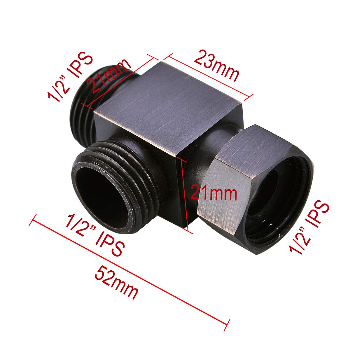 1/2" Brass Bronze 3 Way Diverter, Hose Fitting Tee, T Shape Adapter Connector for Angle Valve Hose, Bath Shower Arm, Toilet Bidet Sprayer Faucet, Oil Rubbed Bronze Finished