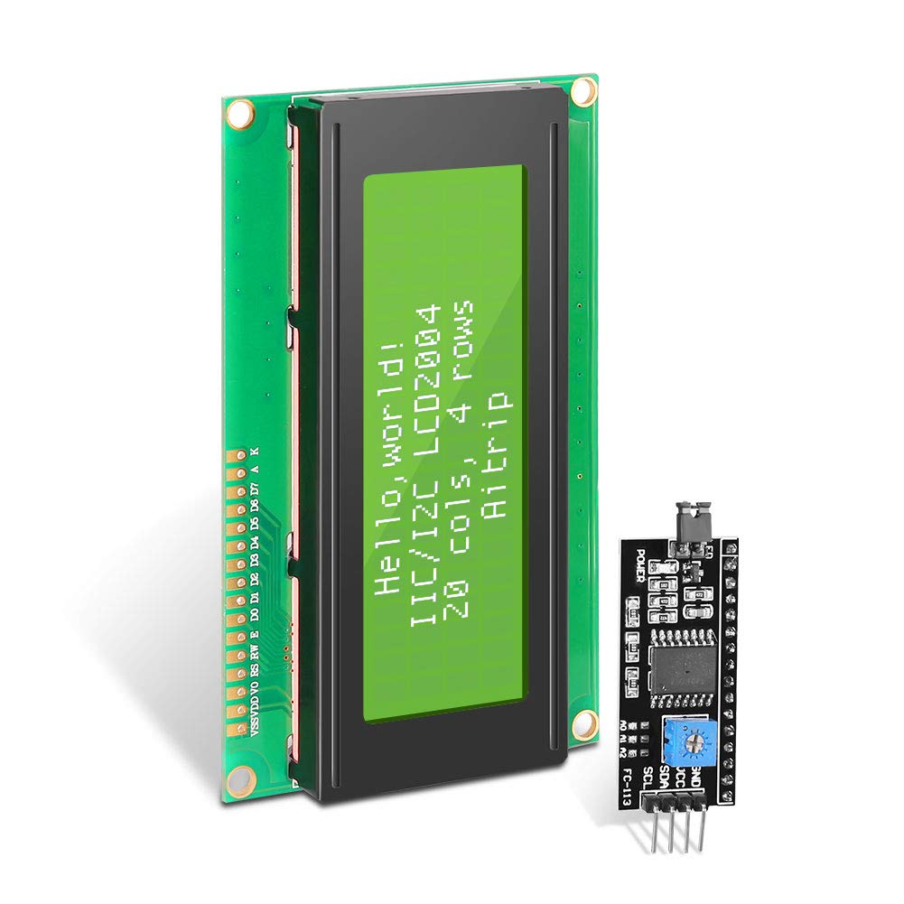 AITRIP 3PCS 2004 20x4 LCD Module IIC I2C Interface Adapter Blue Backlight Compatible with Arduino R3 Raspberry MEGA2560 (Green)