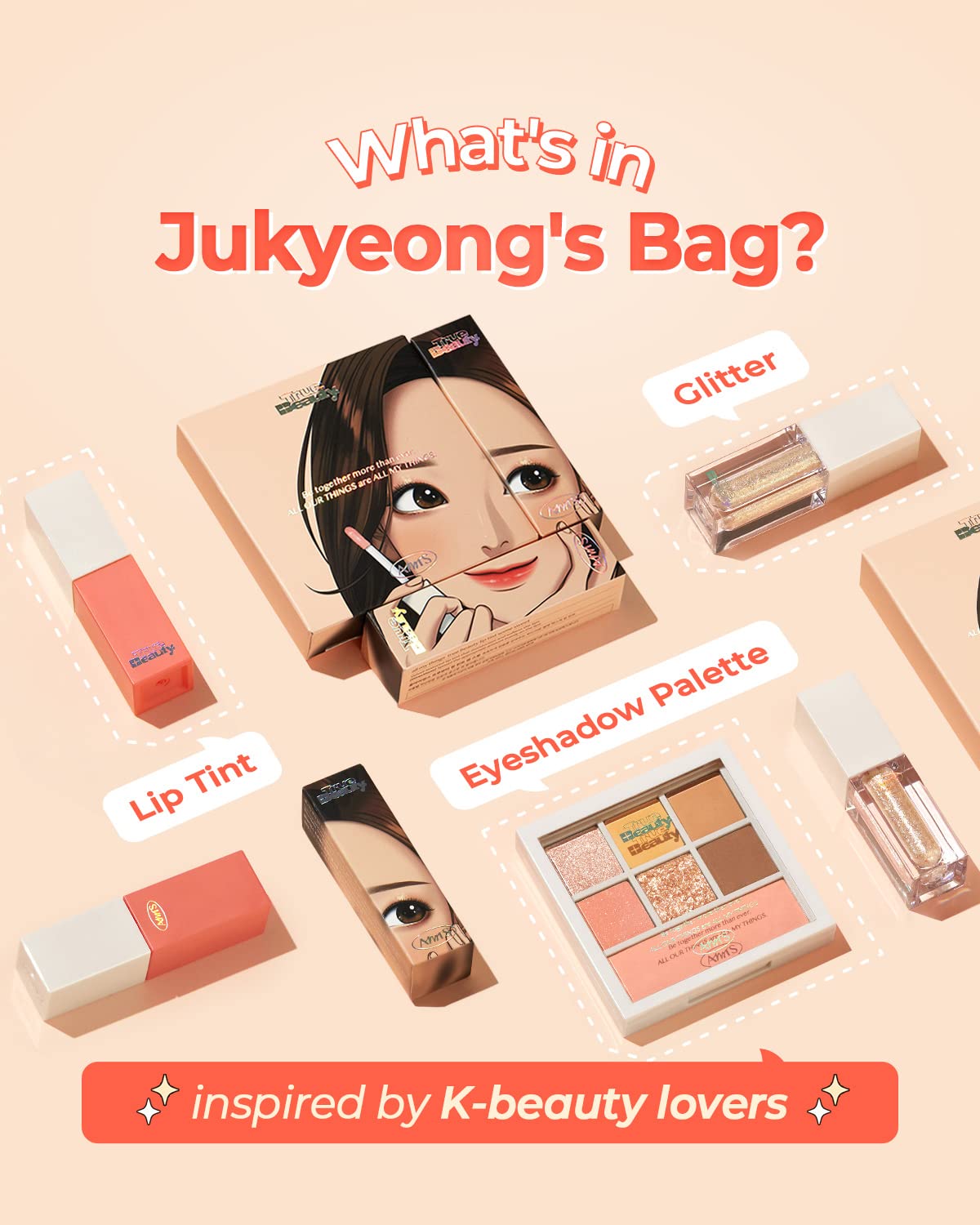 AMTS Webtoon True Beauty - 02 Some Sweet | Coral Lip Tint Stain | High Pigment Liquid Shine Non-Sticky Long-Wearing Long-Lasting | Korean Webtoon True Beauty Cute Coral Makeup