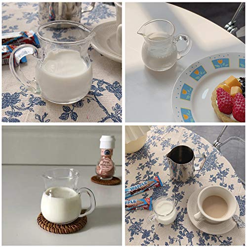 DGQ Classic Glass Creamer Pitcher with Handle 4oz Pack of 2 Milk Pourer Mini Creamer for Coffee Tea Maple Syrup Serving