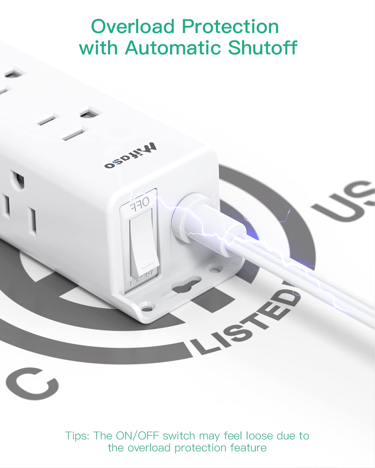 10FT Power Strip with 9 AC Outlets + 10FT Power Strip with USB