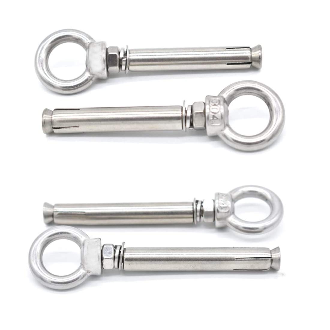 Amycheer Ring Lifting Expansion Eyebolt Screw Bolt 304 Stainless Steel Closed Hook Anchor Eye Bolt Wall Concrete Expansion Screws Bolts M6x80mm 5 Pack