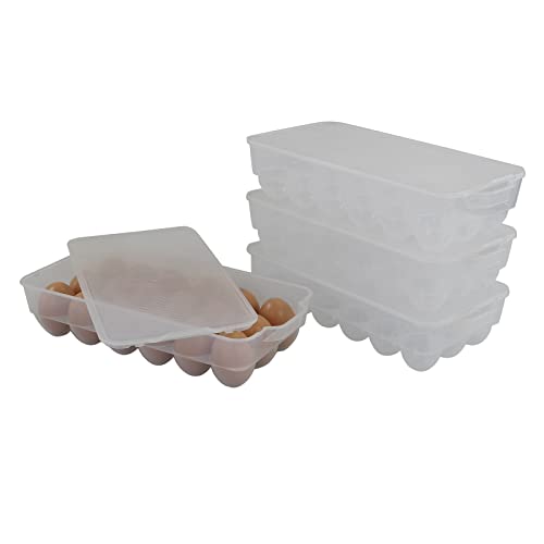 Begale 4-Pack Clear Plastic Egg Storage Holder, Egg Holder Case For Refrigerator