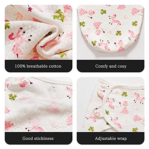 Swaddle Blanket for Baby Girl Boy Easy Adjustable Infant Wrap 3 Pack Sleep Sack for Newborn Babies, Tog 0.8 Baby Wrap, 0-3 Months (Little Chicken)