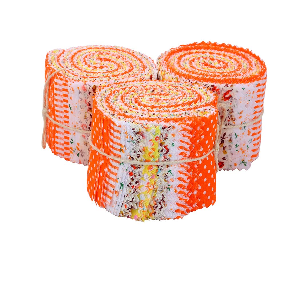 100% Cotton Bright Rainbow Jelly Roll Fabric 20 Pieces 2.4-inch Strips Quilting Fabric (Printing Yellow Series)