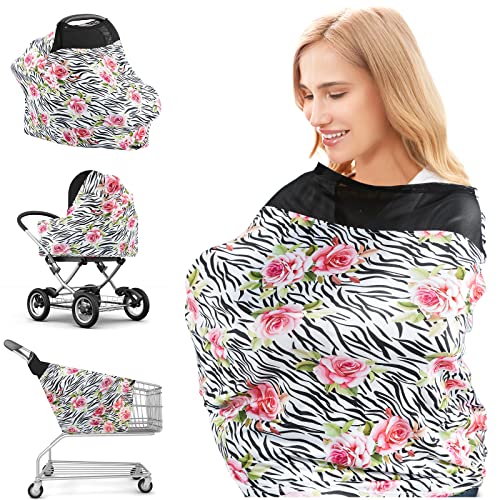 SYNPOS Nursing Covers for Breastfeeding, 360° Full Privacy Breastfeeding Cover, Multi-Purpose Baby Car Seat Cover, Shopping Cart Cover, Stroller Cover, Soft Nursing Apron for Breastfeeding