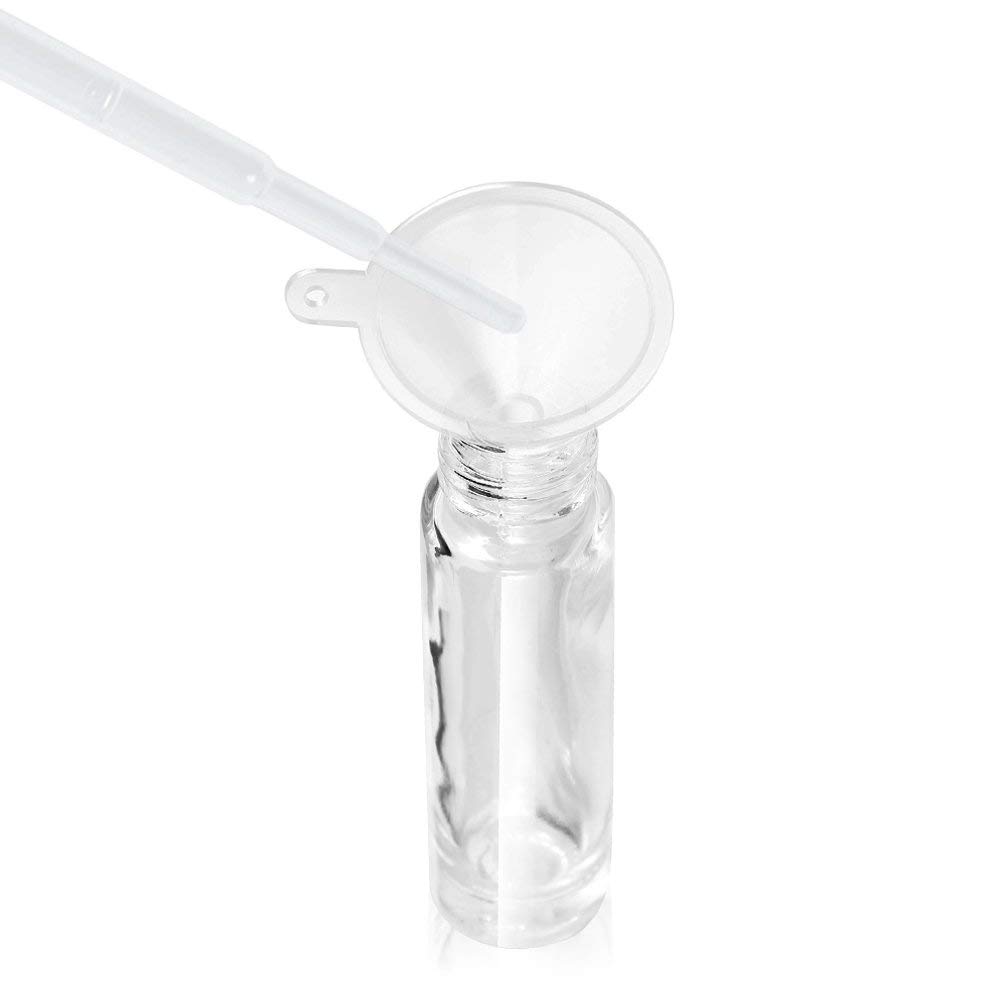 Essential Oil Roller Bottles 63 Pack 10ML Glass Roller Bottle Amber For Essential Oil (4 Opener,6 Pipettes, 4 Funnels,192 Label) (Clear)