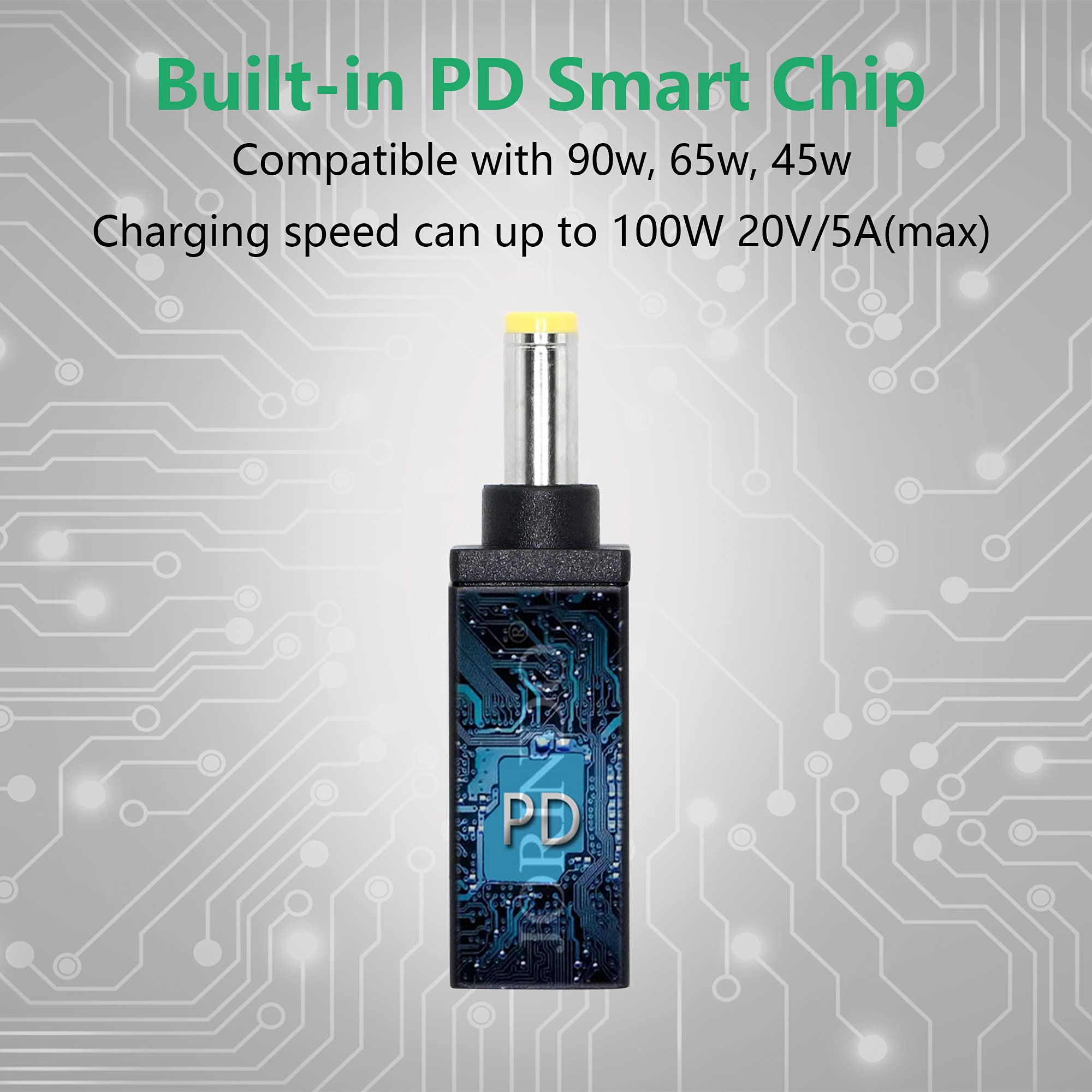 CERRXIAN 100W PD USB Type C Female Input to DC 5.5mm x 2.5mm Power Charging Adapter(5525a-Black)