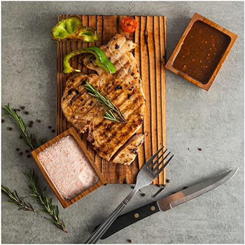 MAKOLO Wooden Soy Sauce Dish Small Dipping Bowls Kitchen Prep Wood Cup for Dip, Condiment, Seasoning, Nuts, Candy, Appetizers, Decoration, Set of 4