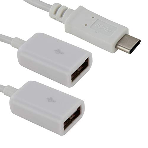 Leya-US Spare Part 21cm 2 in 1 USB-C/Type-C 3.1 to USB 2.0 Data Cable, Compatible for Galaxy S8 & S8 + / LG G6 / Huawei P10 & P10 Plus/Xiaomi Mi 6 & Max 2 and Other Smartphones(White)