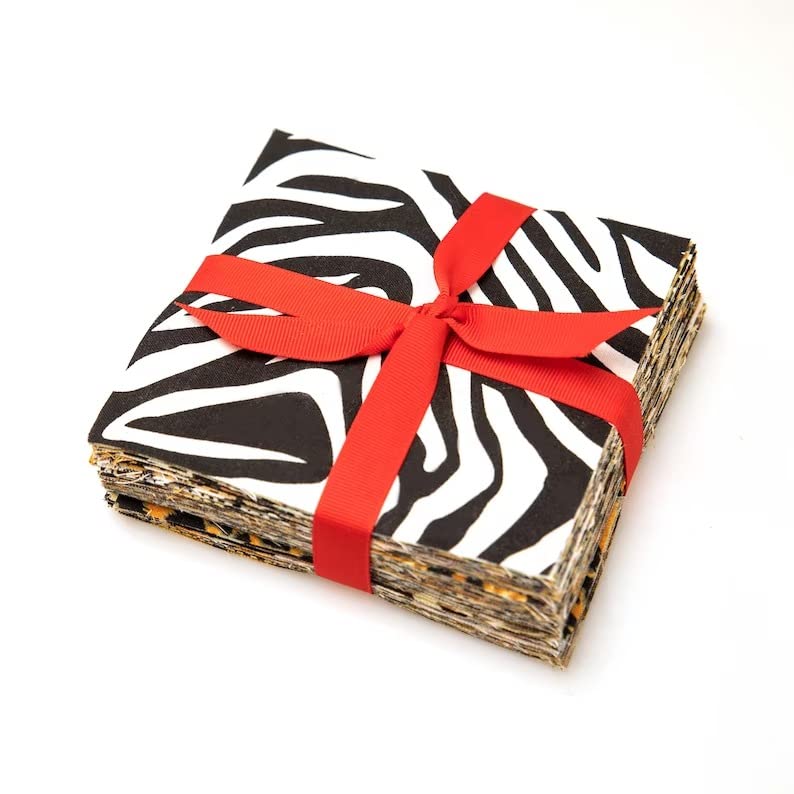 102 Strips Fabric Cute, Beautiful Wild Thing Animal Skin Prints pre Cut Charm Pack 5" Squares, Cute 100% Cotton Fabric Quilt