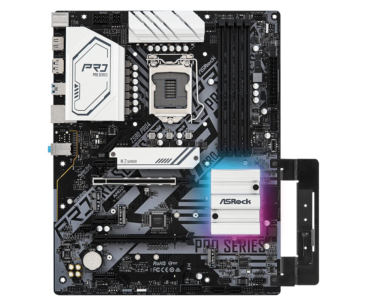 ASROCK Z590 PRO4 Socket LGA1200/ Intel Z590/ DDR4/ Quad CrossFireX/ SATA3&USB3.2/ M.2/ ATX Motherboard