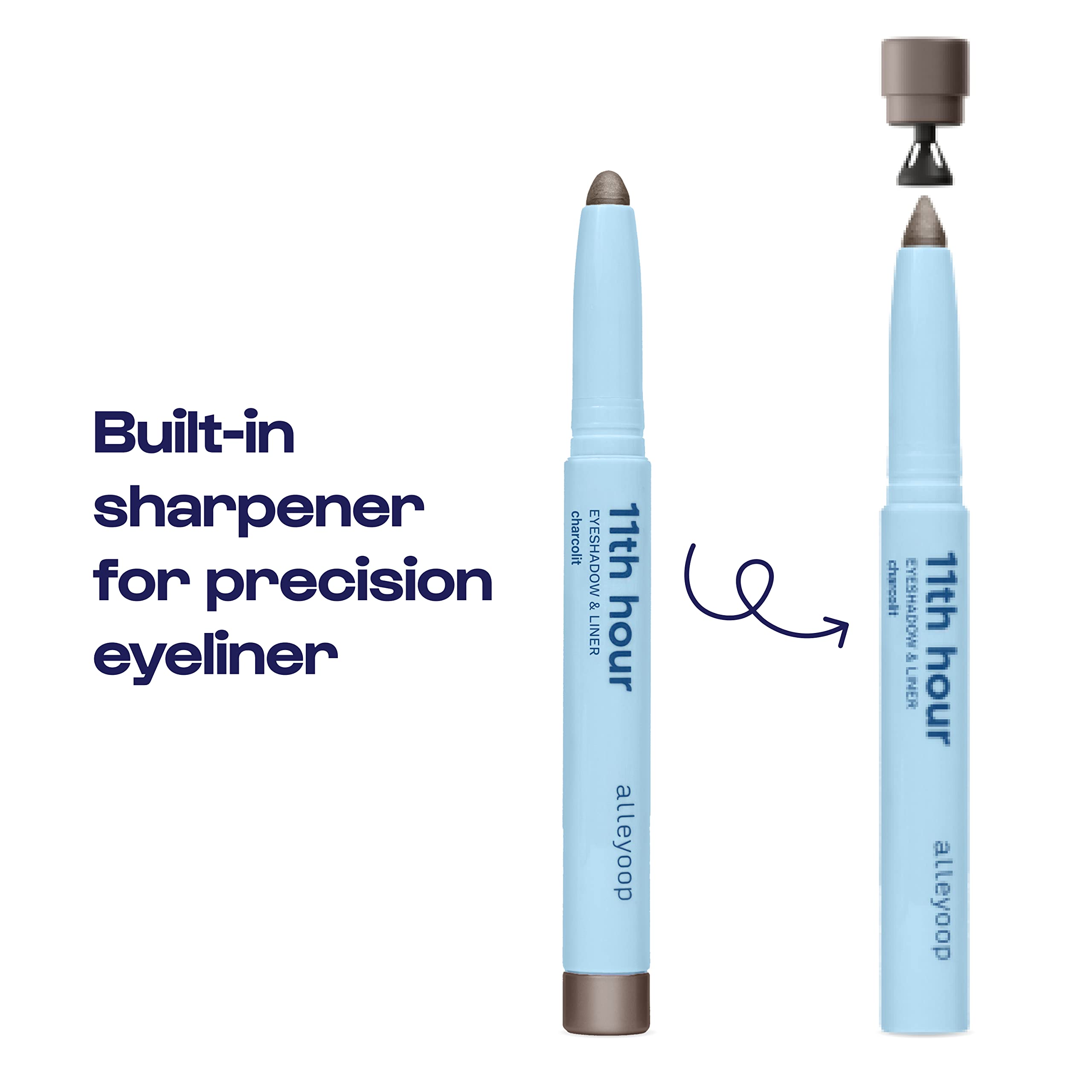 ALLEYOOP 11th Hour Cream Eye Shadow Sticks - Charcolit (Shimmer) - Award-winning Eyeshadow Stick - Smudge-Proof and Crease Proof for Over 11 Hours - Easy-To-Apply and Compact for Travel, 0.05 Oz
