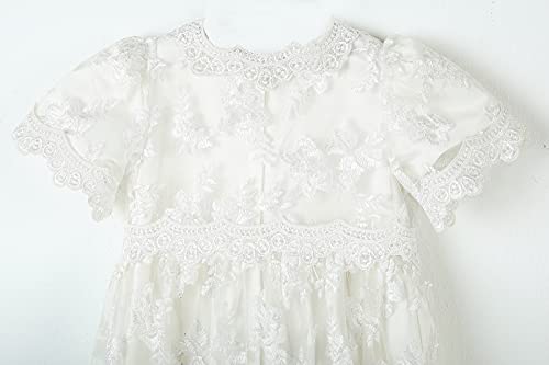 Bow Dream Baby Girl Christening Baptism Dresses Newborn Gowns with Headband Outfit White 3-6 Months