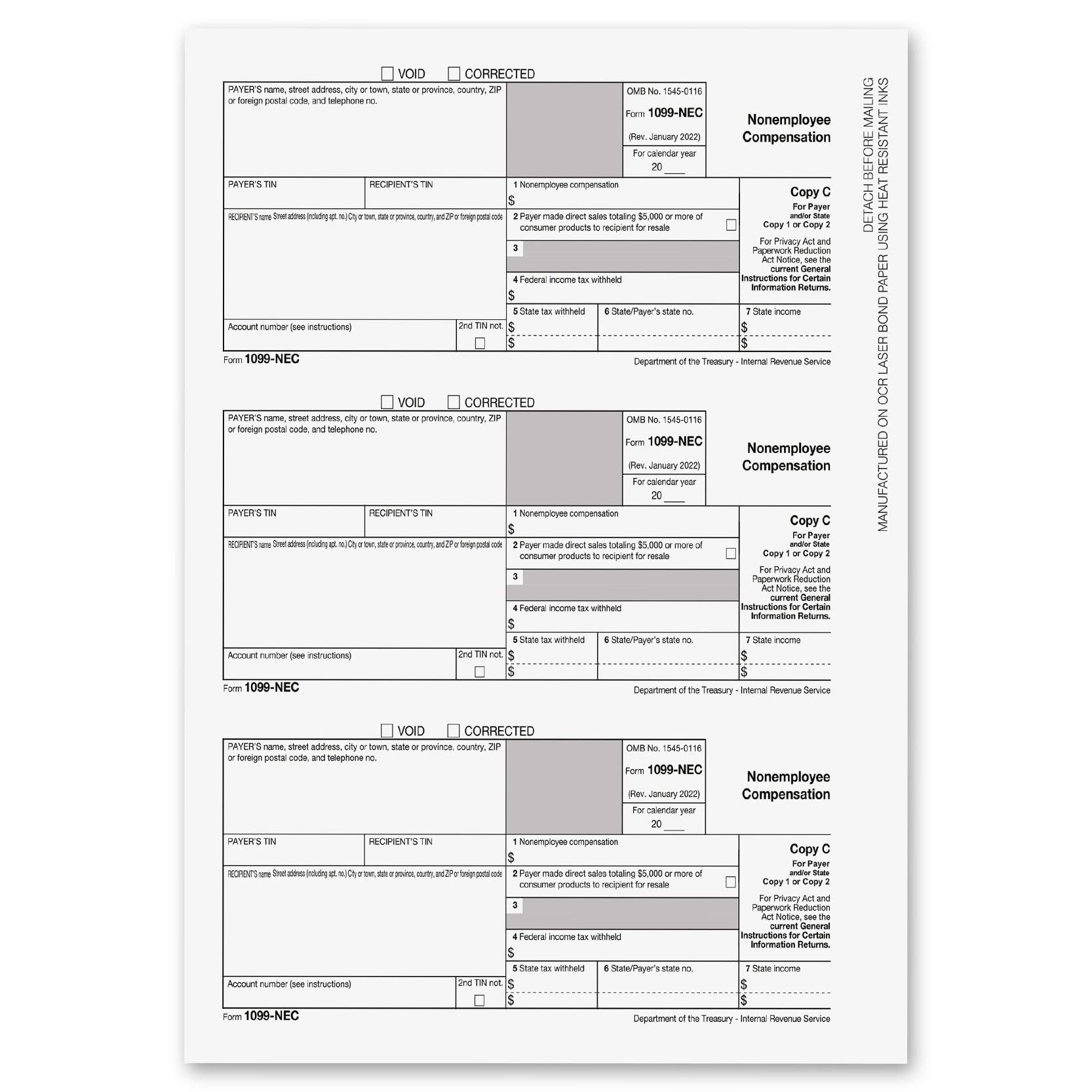 1099 NEC Forms 2023, 1099 NEC Laser Forms IRS Approved Designed for Quickbooks and Accounting Software 2023, 4 Part Tax Forms Kit, 50 Vendor Kit - Total 71 (207) Forms