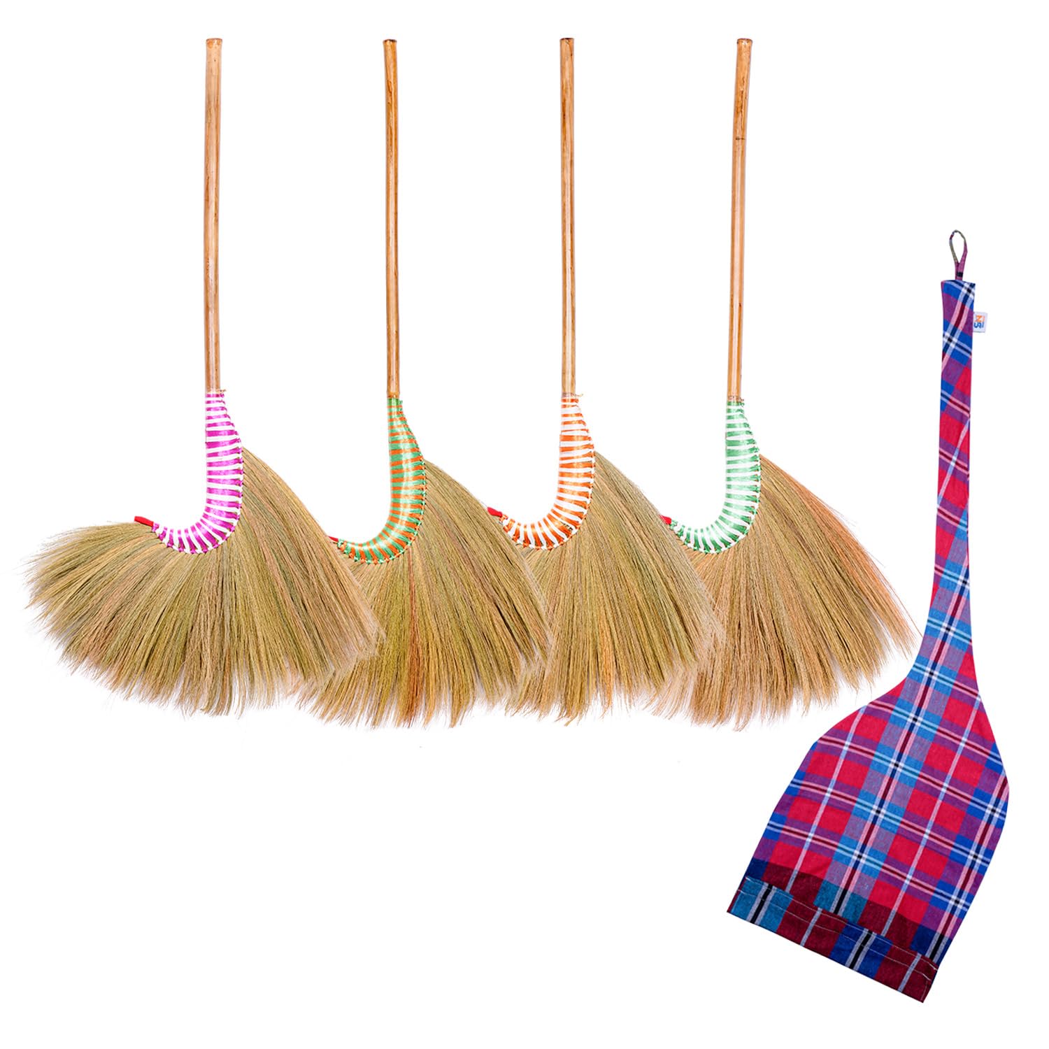 SN SKENNOVA - 40 inch Tall of Asian Flower Grass Broom Witch Broom Bamboo Stick Handle