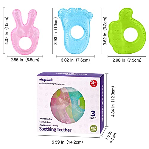 Water Teether 3-Pack, Teething Toys for Babies 0-6 Months BPA Free, Teething Toys Fridge Cold Teethers for Babies, Freezer Teethers for Babies - Hand & Foot Series