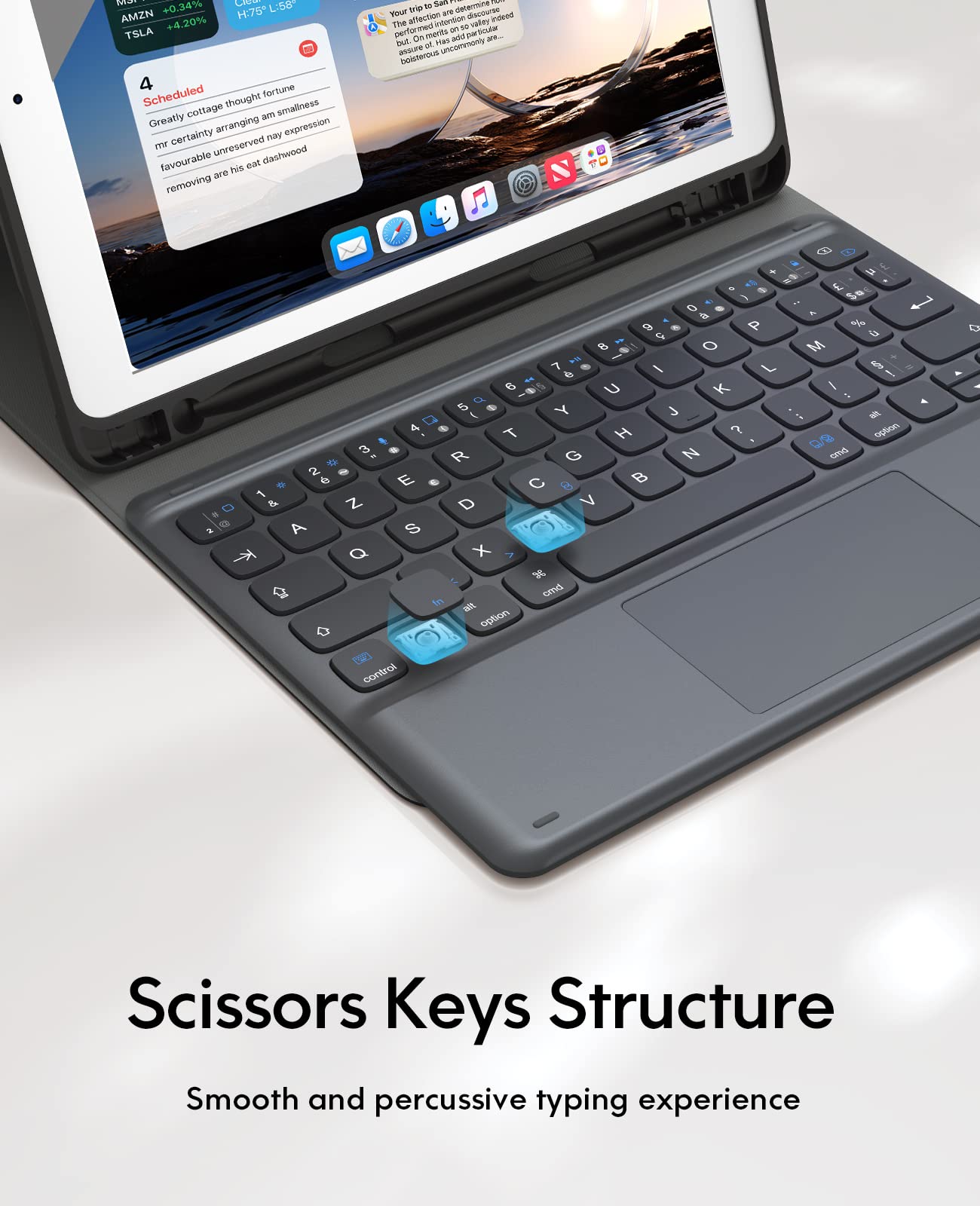 CHESONA for iPad Keyboard 9th Generation 10.2 inch, Detachable Wireless with Trackpad, Pencil Holder, Flip Stand Keyboard Case for iPad 9th/8th/7th Gen 10.2”