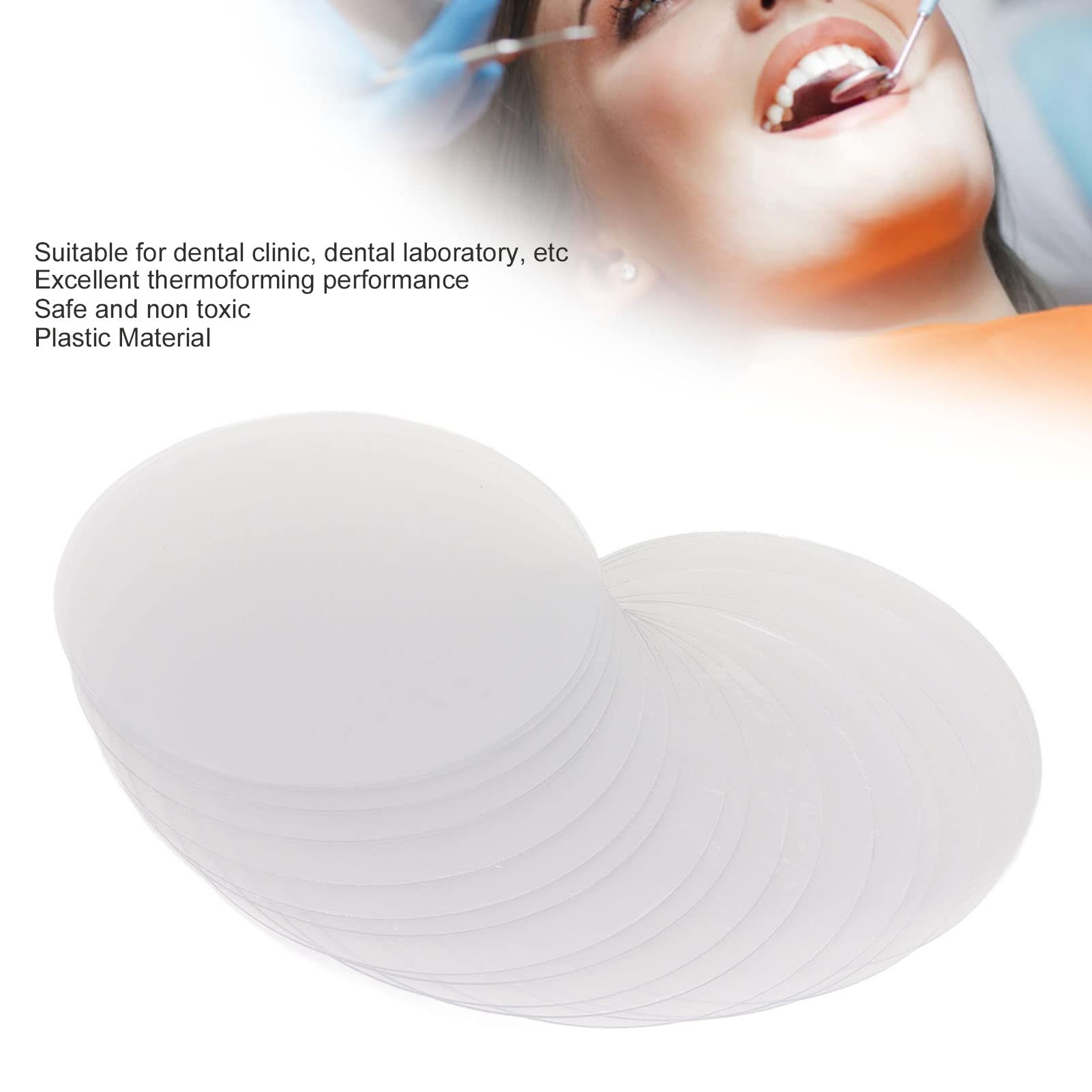 20pcs Dental Hard Splint Sheets Round, Vacuum Forming Sheet Thermoforming Material Round Good Thermoforming Performance, for Vacuum Forming Machine