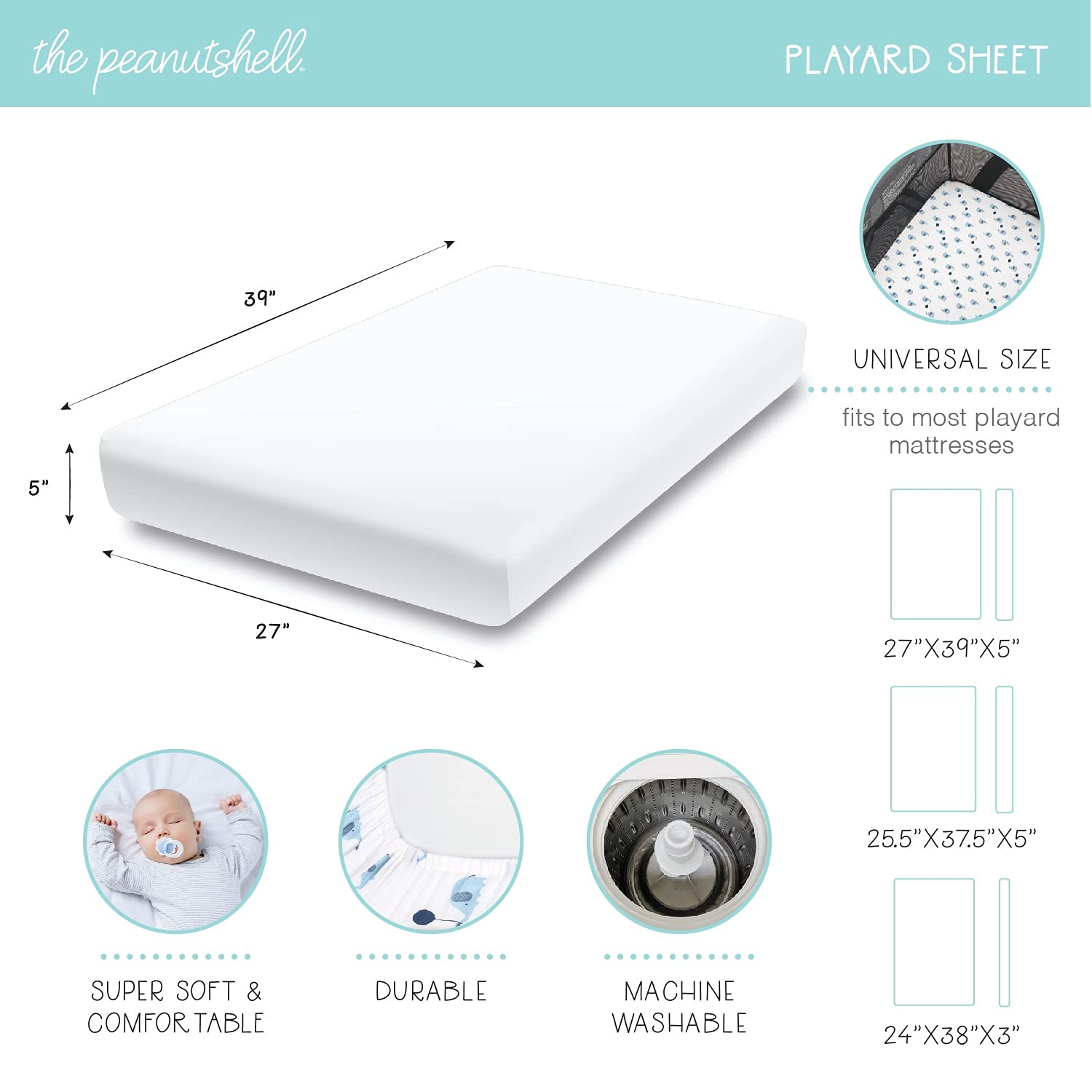 The Peanutshell 3-Pack Fitted Playard Sheets - Soft & Breathable Baby Boy Mini Crib Sheets, Pack N Play Mattress, Fits Standard Playard Pack Play Mattresses - Camo Print