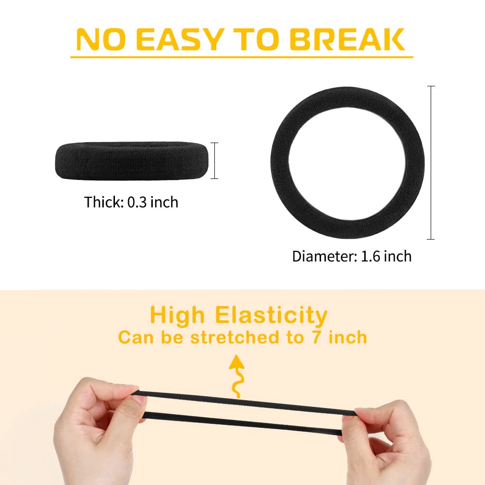50Pcs Black Hair Ties, IKOCO Seamless Ponytail Holder Hair Bands No Damage for Women Girls, Fabric