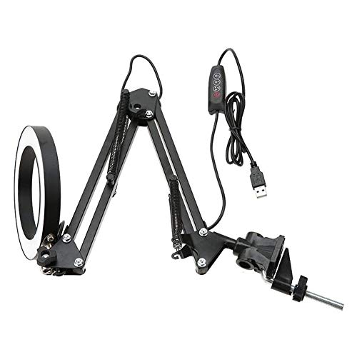 Eyecare Table Lamp Flexible Swing Arm Clamp Mount Lamp USB Interface, 3 Tone & 10 Gear Dimmable