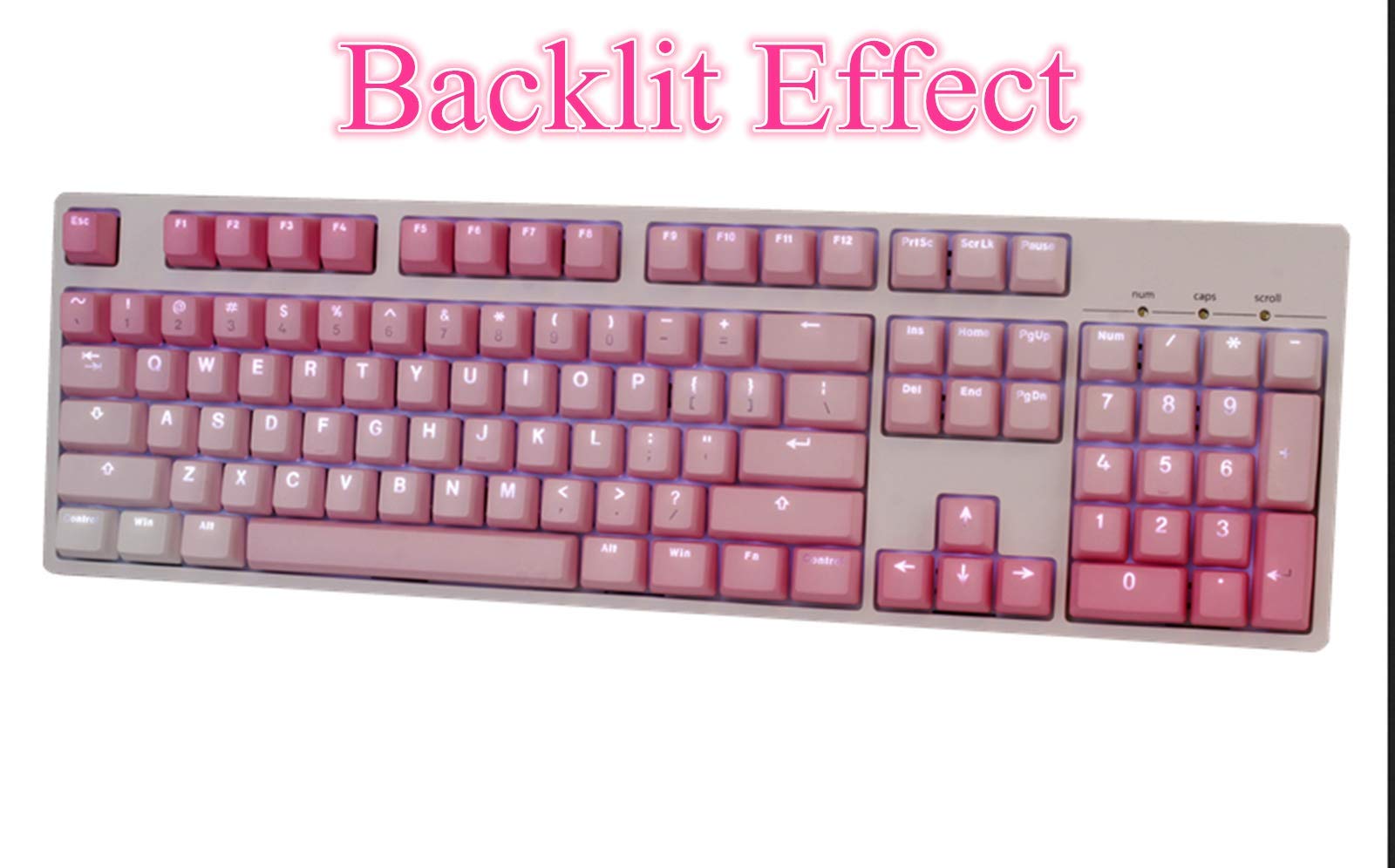 104 Keys PBT Gradient Pink Valentine Keycap Backlit Keycaps ANSI OEM Height Key Cap for Cherry MX Mechanical Keyboard Gaming (Pink)