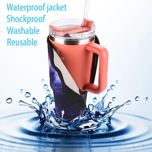 2 Pack Tumbler Carrier,Compatible with Stanley Adventure Quencher Travel Tumbler 40oz (2 starry sky purple)