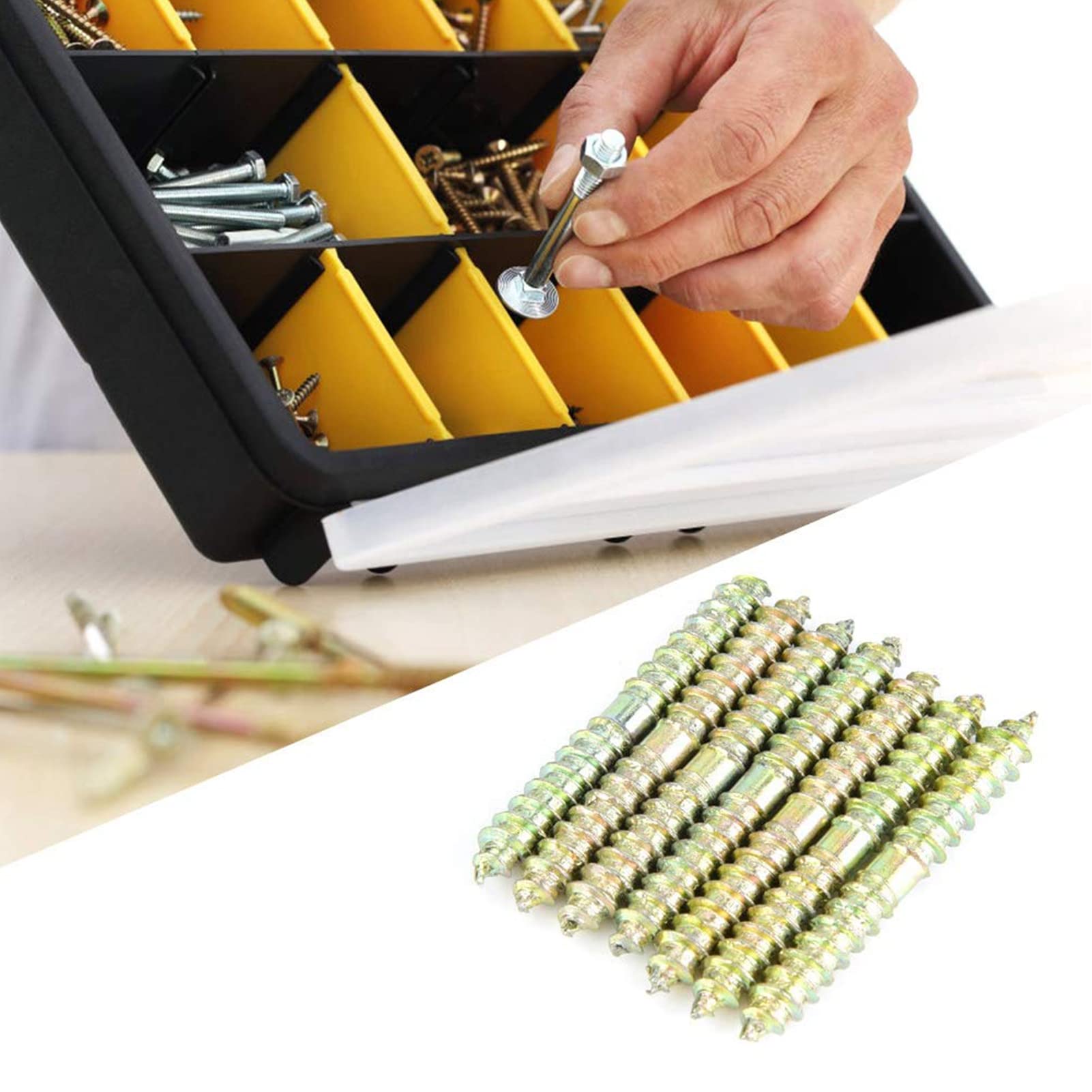 20Pcs Dowel Screw, 5x30mm Zinc Plating Double Head Pointed Tail Self-Tapping Positioning Screws, Wood Furniture Connector for Home Handmade Repair Installation