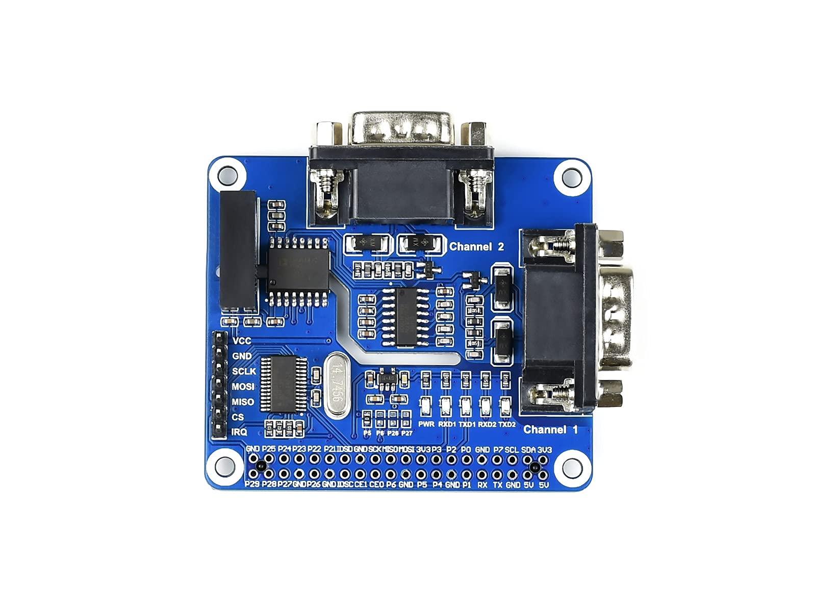 Waveshare 2-Channel Isolated RS232 Expansion HAT for Raspberry Pi SC16IS752+SP3232 with Protection Circuits Power Supply Isolation ADI Magnetical Isolation and TVS Diode