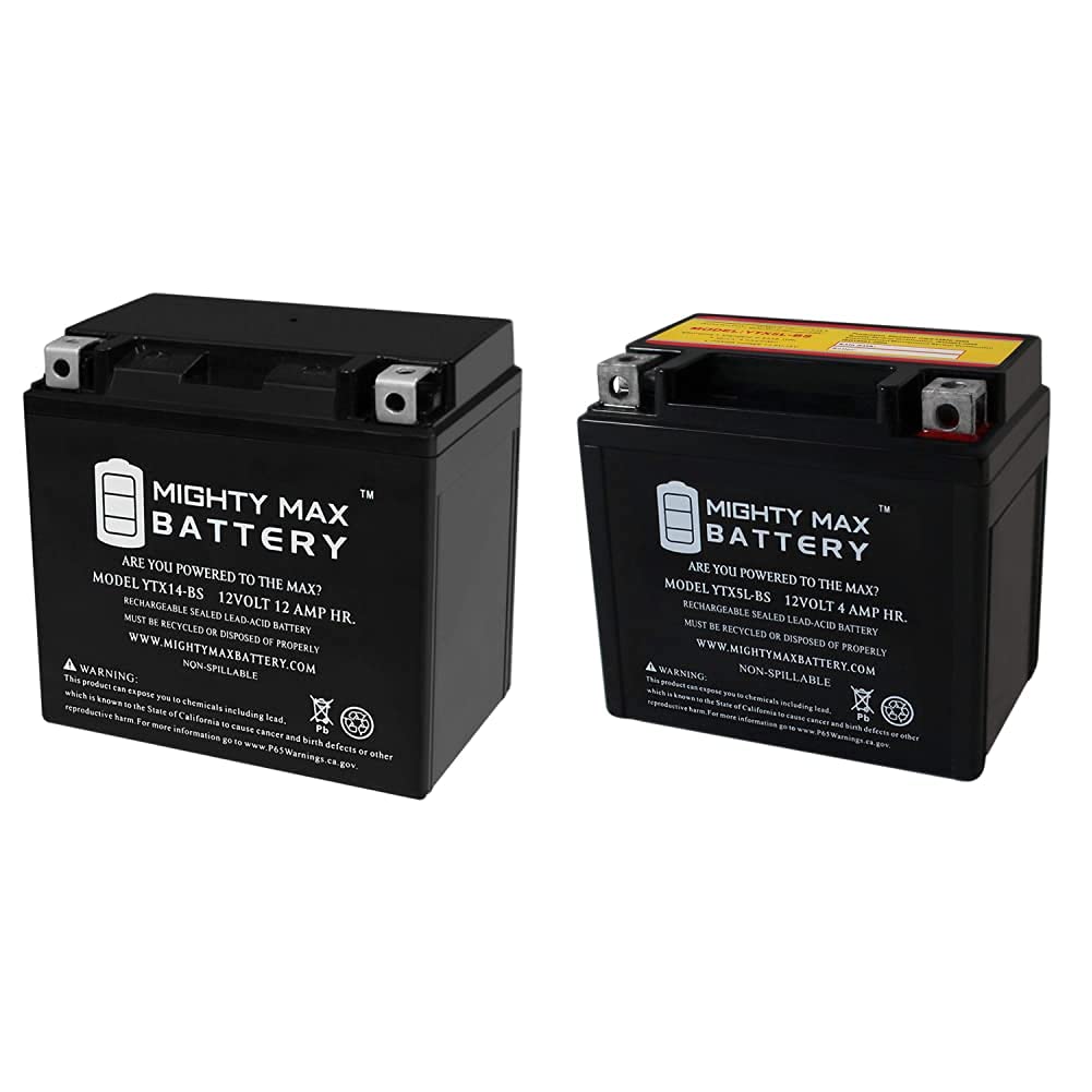 YTX14-BS - 12V 12AH 200 Cca - SLA Power Sport Battery - Mighty Max Battery Brand Product & 80 CCA - SLA Power Sport Battery - Mighty Max Battery Brand Product (3416330)