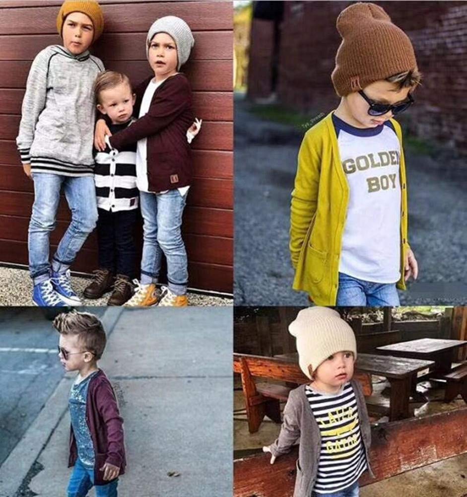 QandSweat Baby Boy's Hat Kids Cool Knit Beanie Hats Toddlers Caps Vertical Tail Style 1-5T (Knitted)
