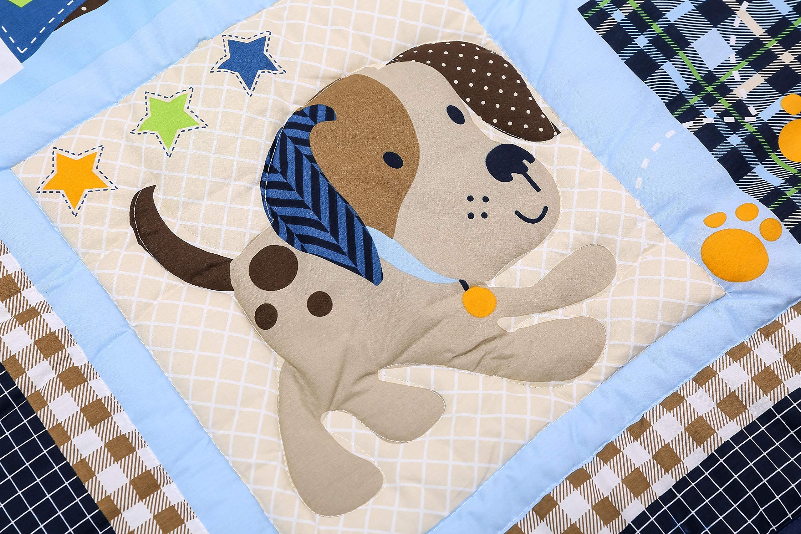 Brandream Crib Bedding Sets for Baby Boys - Sport Champ Dogs 5-Piece Nursery Set