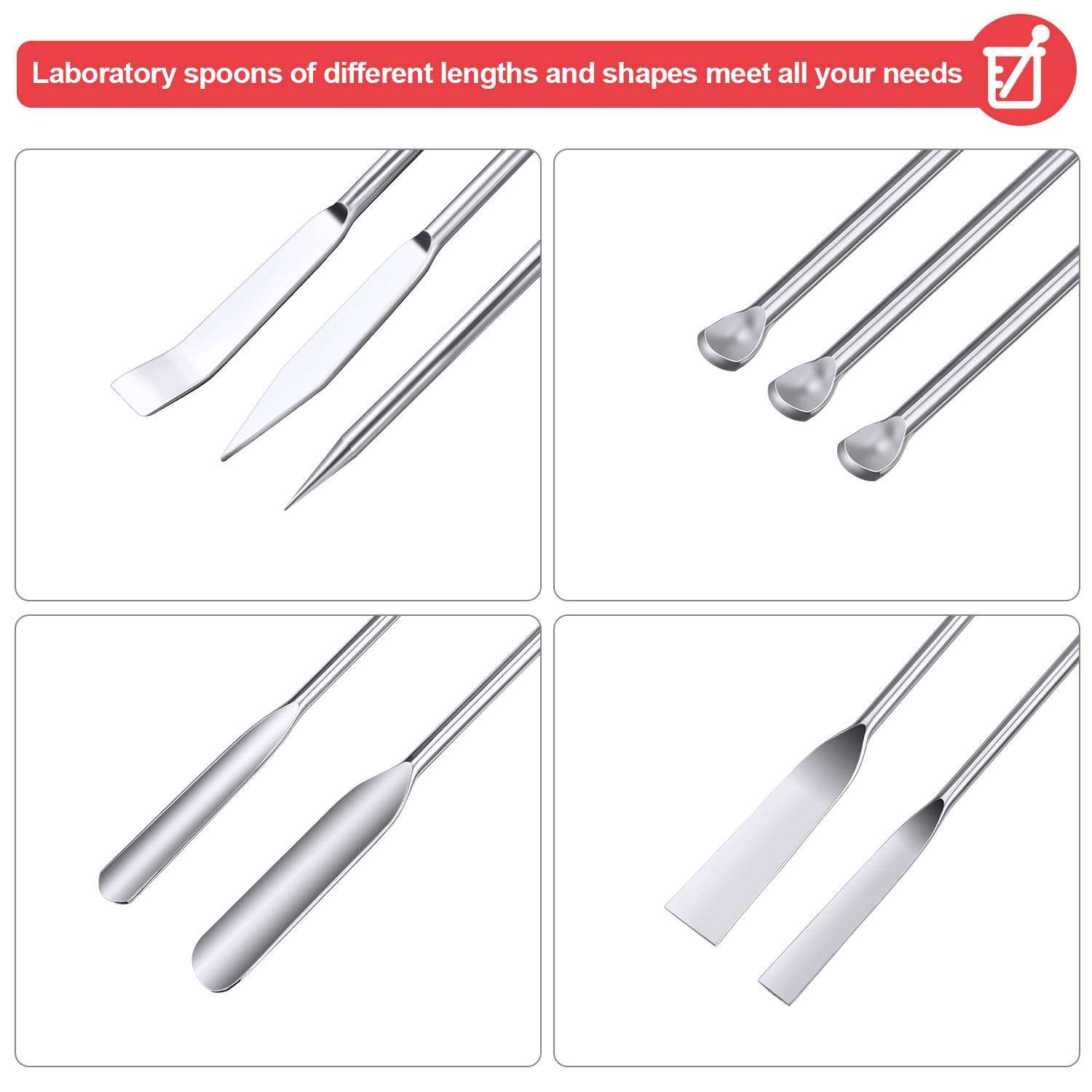 10 Pieces Stainless Steel Lab Spatula Micro Sampling Scoop Double Ended Mixing Spoon Laboratory Measuring Spoon for Powders Gel Cap Filler