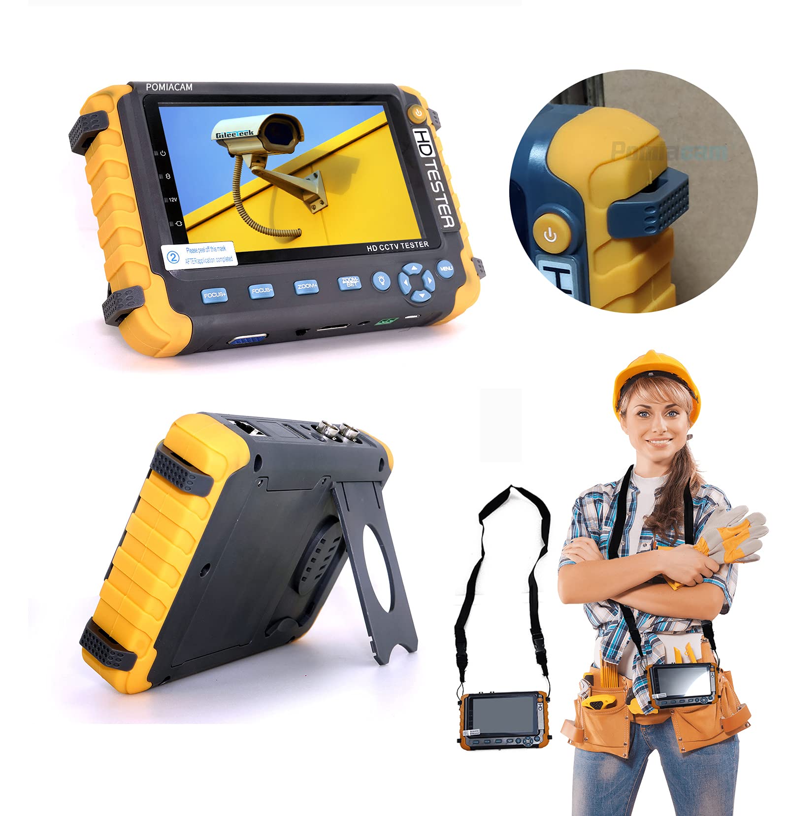 AHD CCTV Monitor Camera Tester IV8W 5 Inch 4-in-1 8MP AHD TVI 8MP CVI CVBS 1080P Coaxial HD Video Testerr Support RS485 PTZ Controller/UTP Cable Test/VGA HDMI Input/DC12V Output
