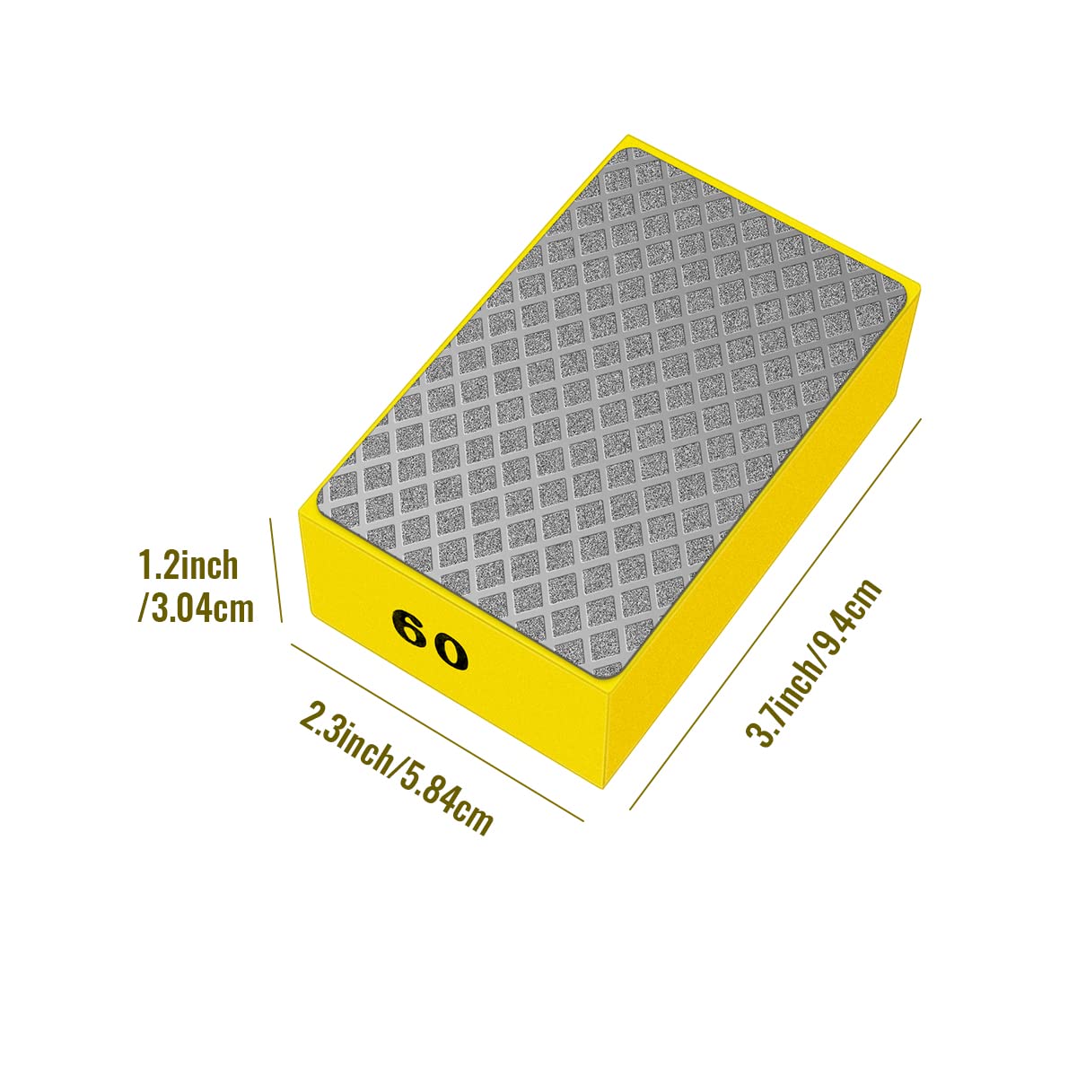 1 Pcs Diamond Hand Pad Sanding Block Sharp Glass Grinding Polishing Pad Sanding Block Foam Backing Hand-Held Sanding Block for Sanding Polishing Marble Tile Ceramics (60#)