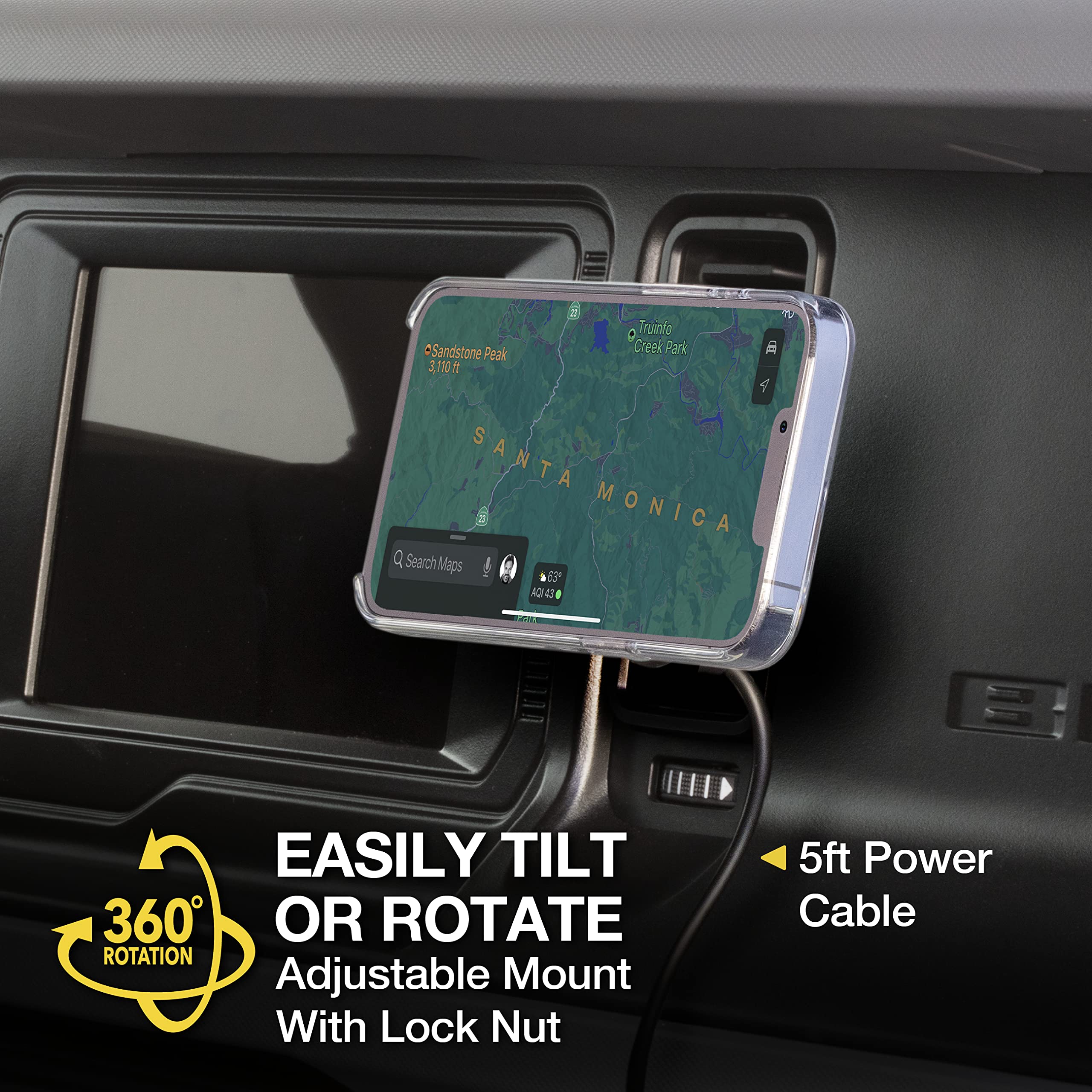 Scosche MPQ5DV-XTSP MagicMount Pro Charge5 15W Wireless Charging MagSafe Car Mount, Magnetic Phone Holder for Dashboard/Vent Compatible with iPhone 16/15/14/13/12 Pro/Pro Max/Plus, MagSafe Case & More