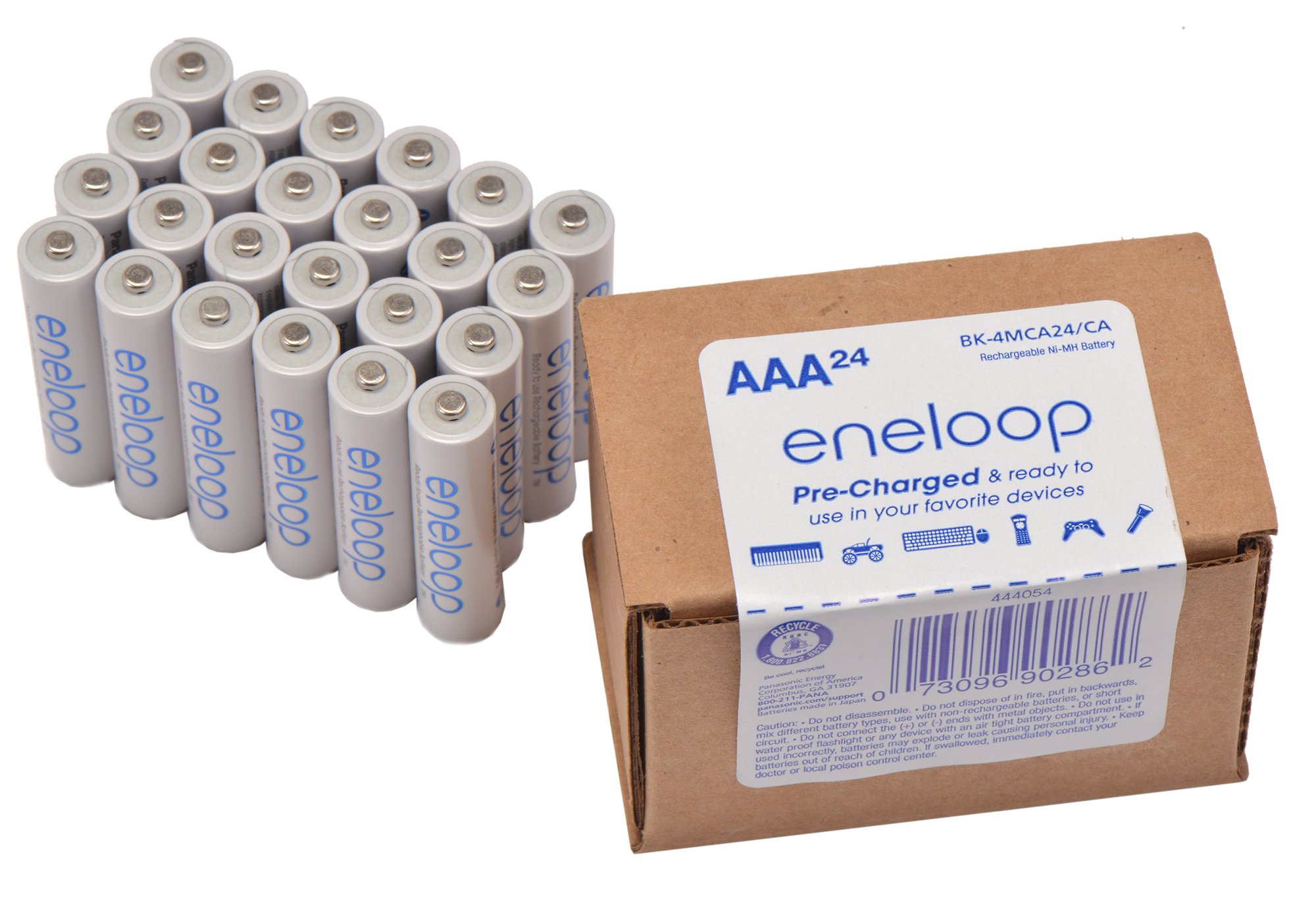 Eneloop Panasonic BK-4MCA24/CA AAA 2100 Cycle Ni-MH Pre-Charged Rechargeable Batteries 24 Pack & Panasonic BK-3MCA24/CA AA 2100 Cycle Ni-MH Pre-Charged Rechargeable Batteries 24 Pack